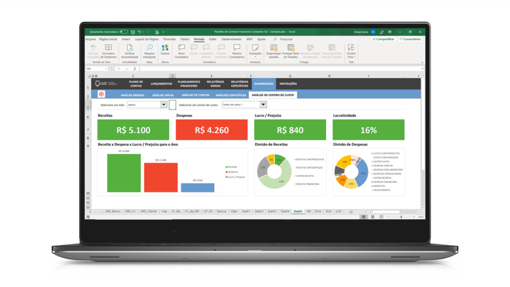 Planilha de Controle Financeiro Completo em Excel 4.0